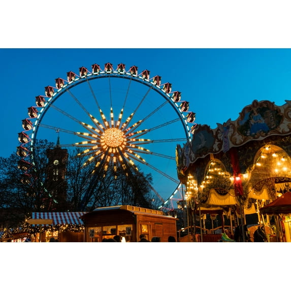 Carnival Lights Ornate Ferris Wheel Carousel Photo Photograph Cool Wall ...