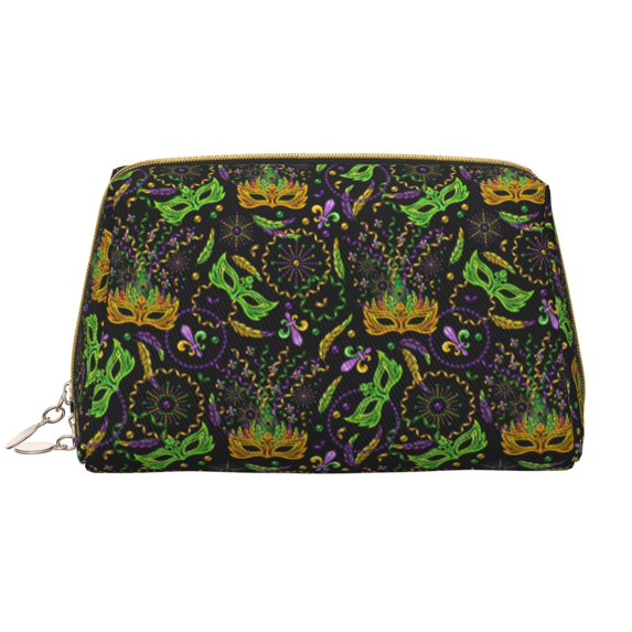 Carnival Mardi Gras3 Makeup Bag, Leather Waterproof Travel Toiletry Bag ...