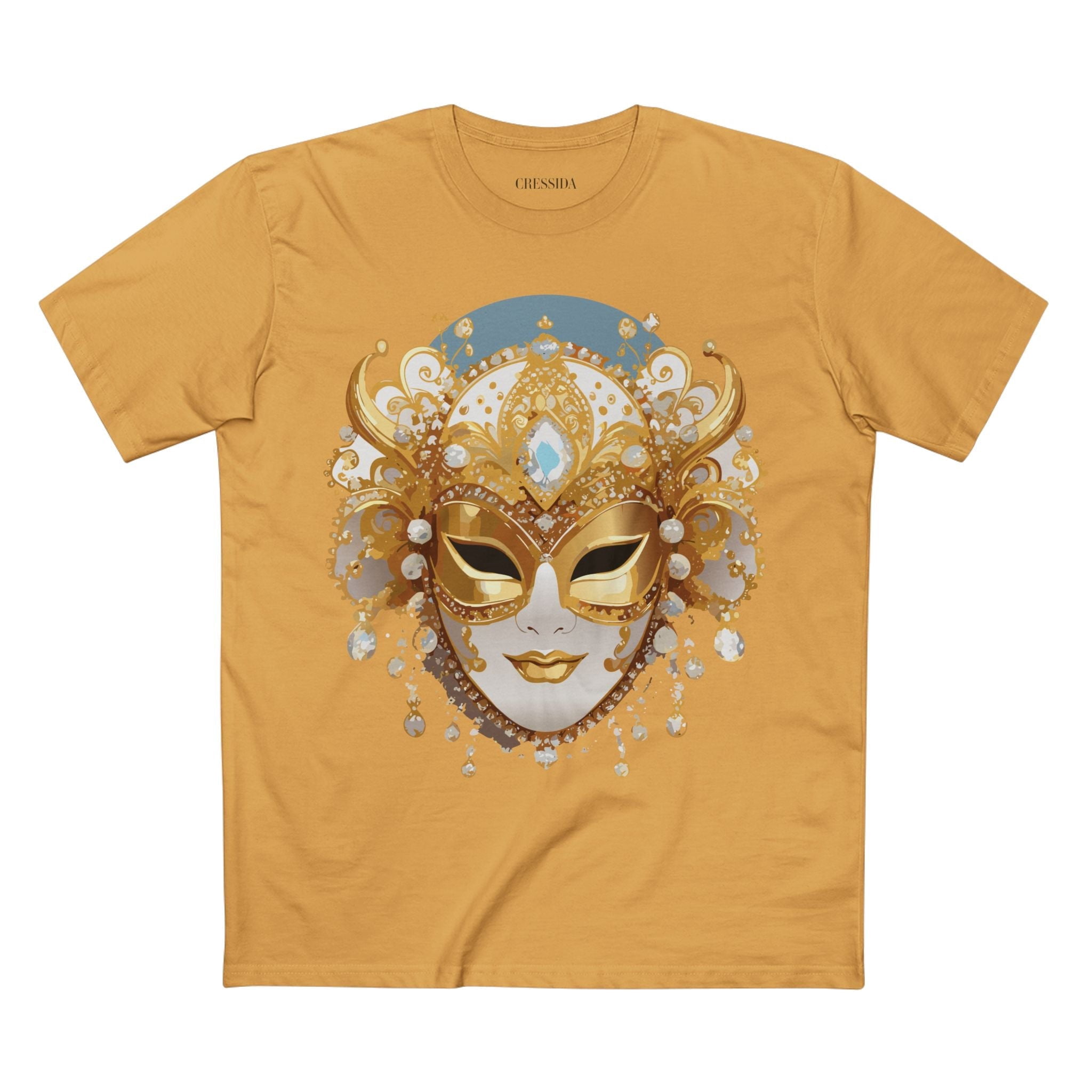Carnival Mask Graphic T-Shirt Unisex 100 Cotton With Antique Gold Art ...