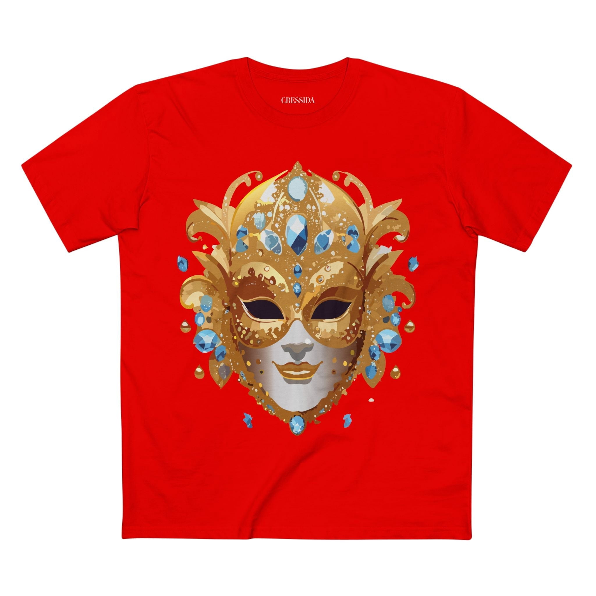 Carnival Mask Graphic T-Shirt Unisex 100 Cotton With Antique Gold Art ...