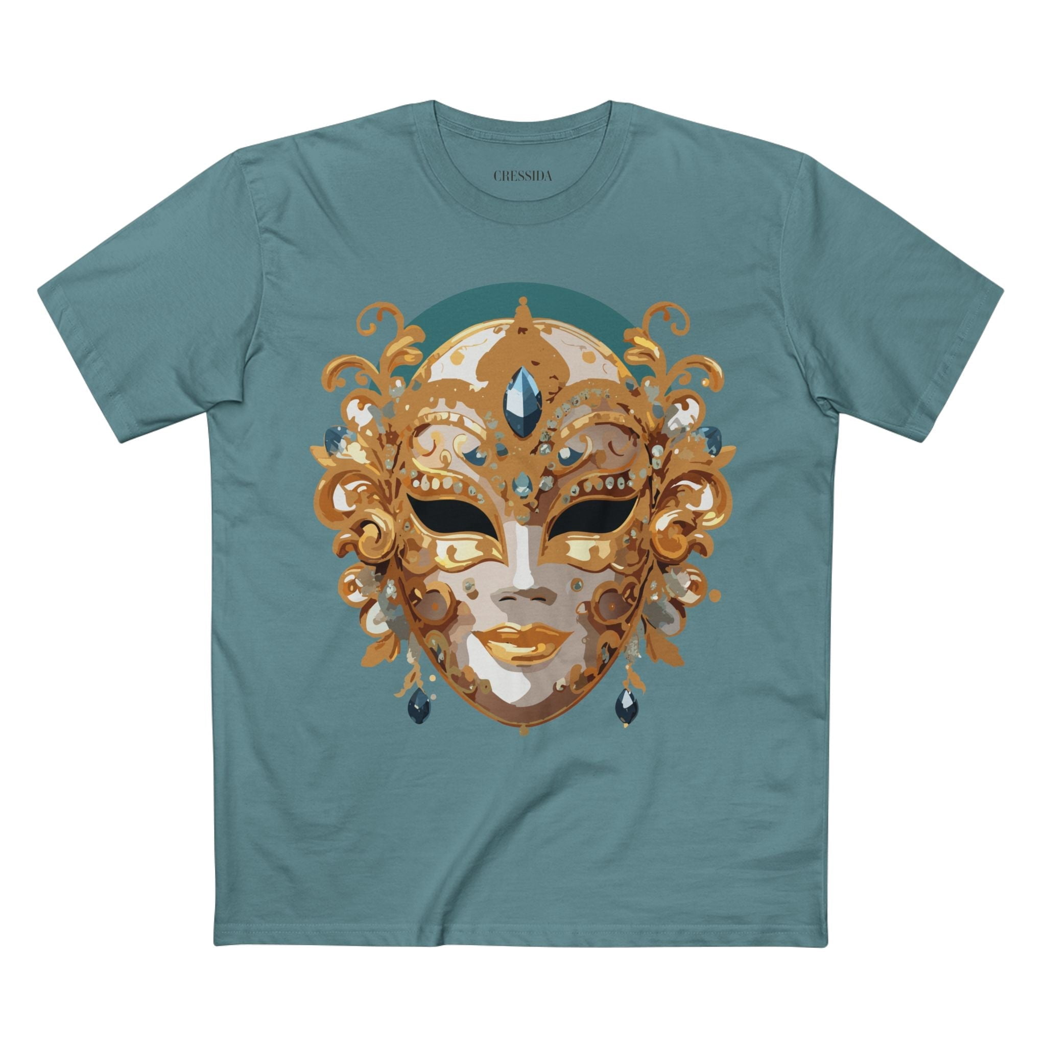 Carnival Mask Graphic T-Shirt Unisex 100 Cotton With Antique Gold Art ...