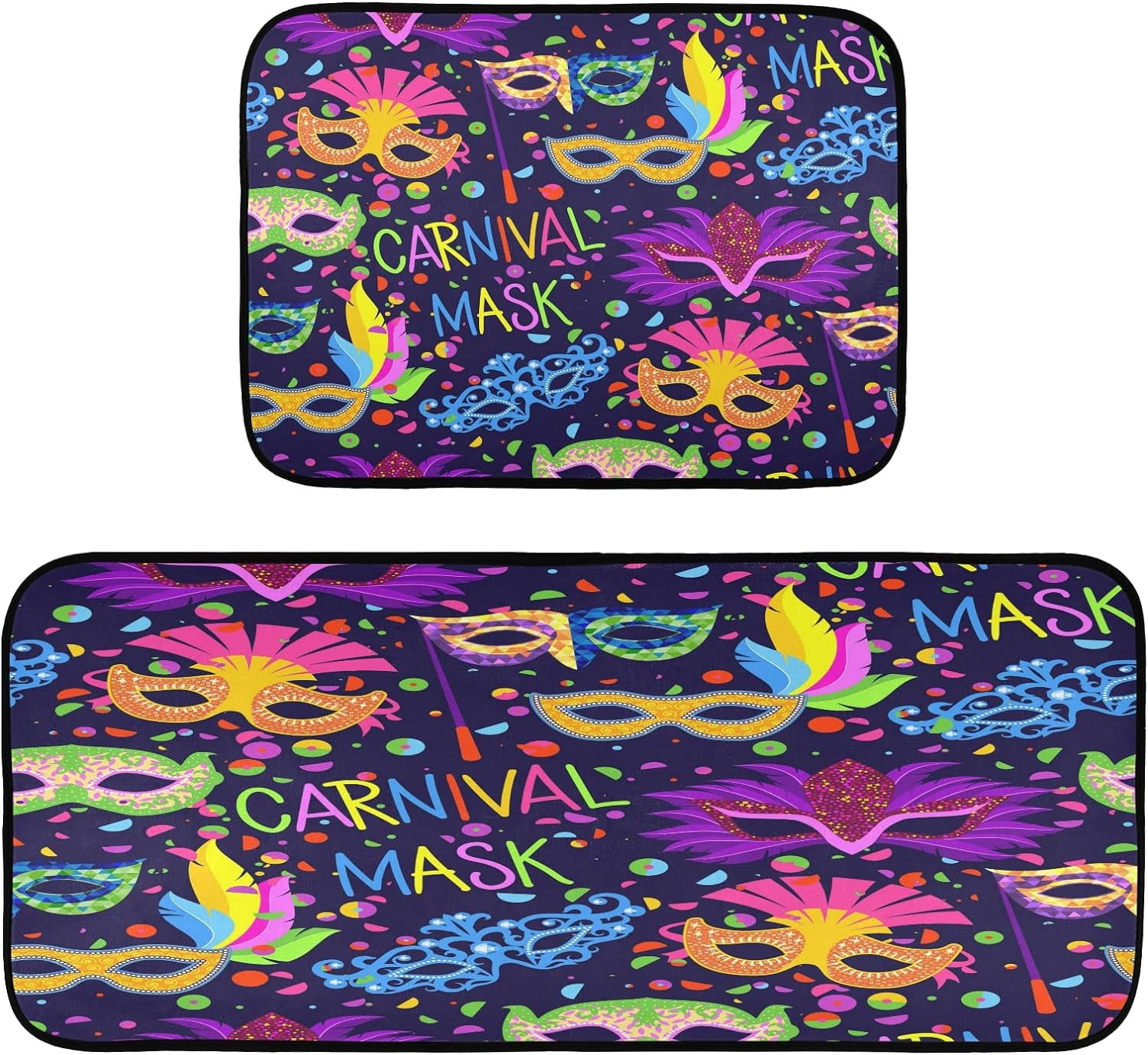 Carnival Mask Mardi Gras Party Kitchen Mats Beads Feather Purple Yellow ...