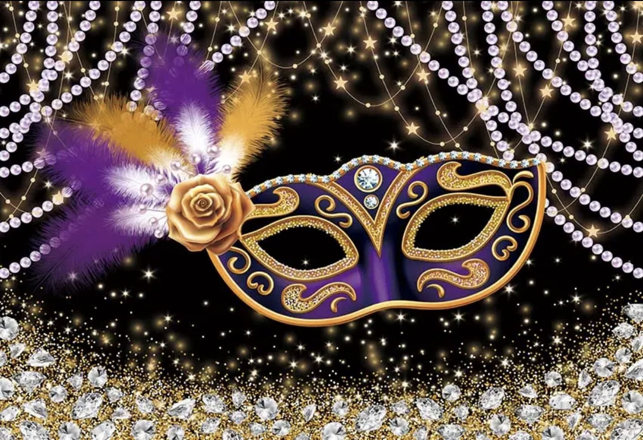 Carnival Masquerade Photography Background Purple and Gold Mask Adult ...