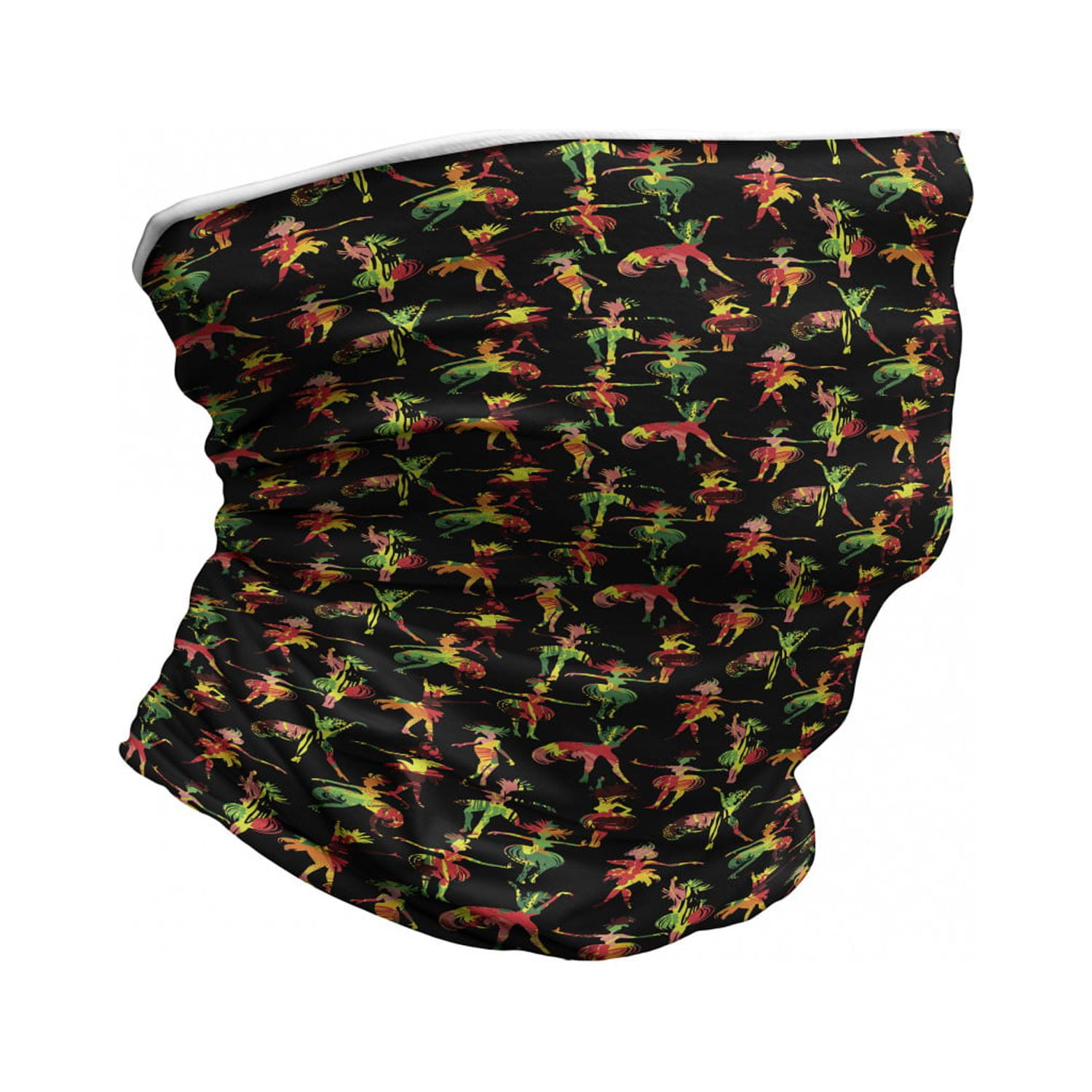 Carnival Neck Gaiter, Dancing Women in Flag Hues, Unisex, Charcoal Grey ...
