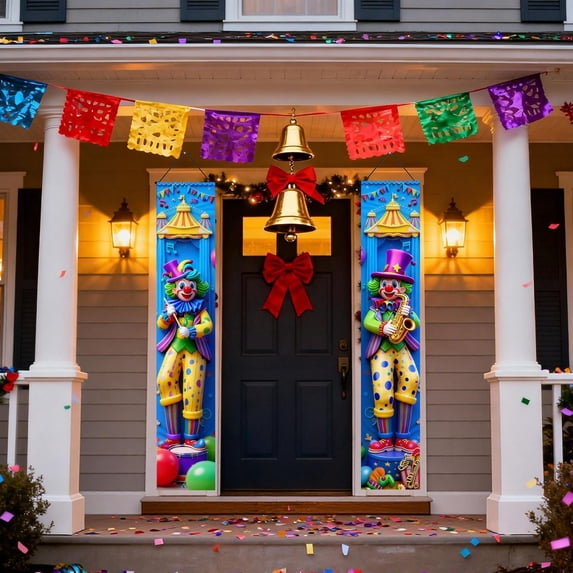 Carnival Porch Sign Set, 2 Pack Colorful Circus Themed Door Banner ...