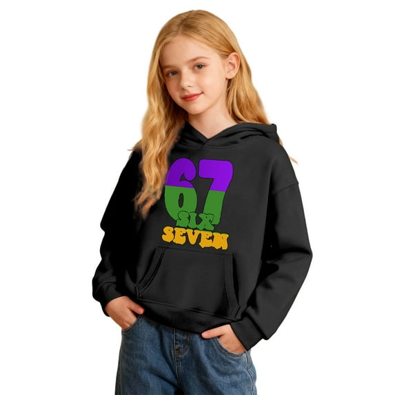 Carnival Print Girls Hooded Sweatshirt Soft Pullover For Kids Playful ...