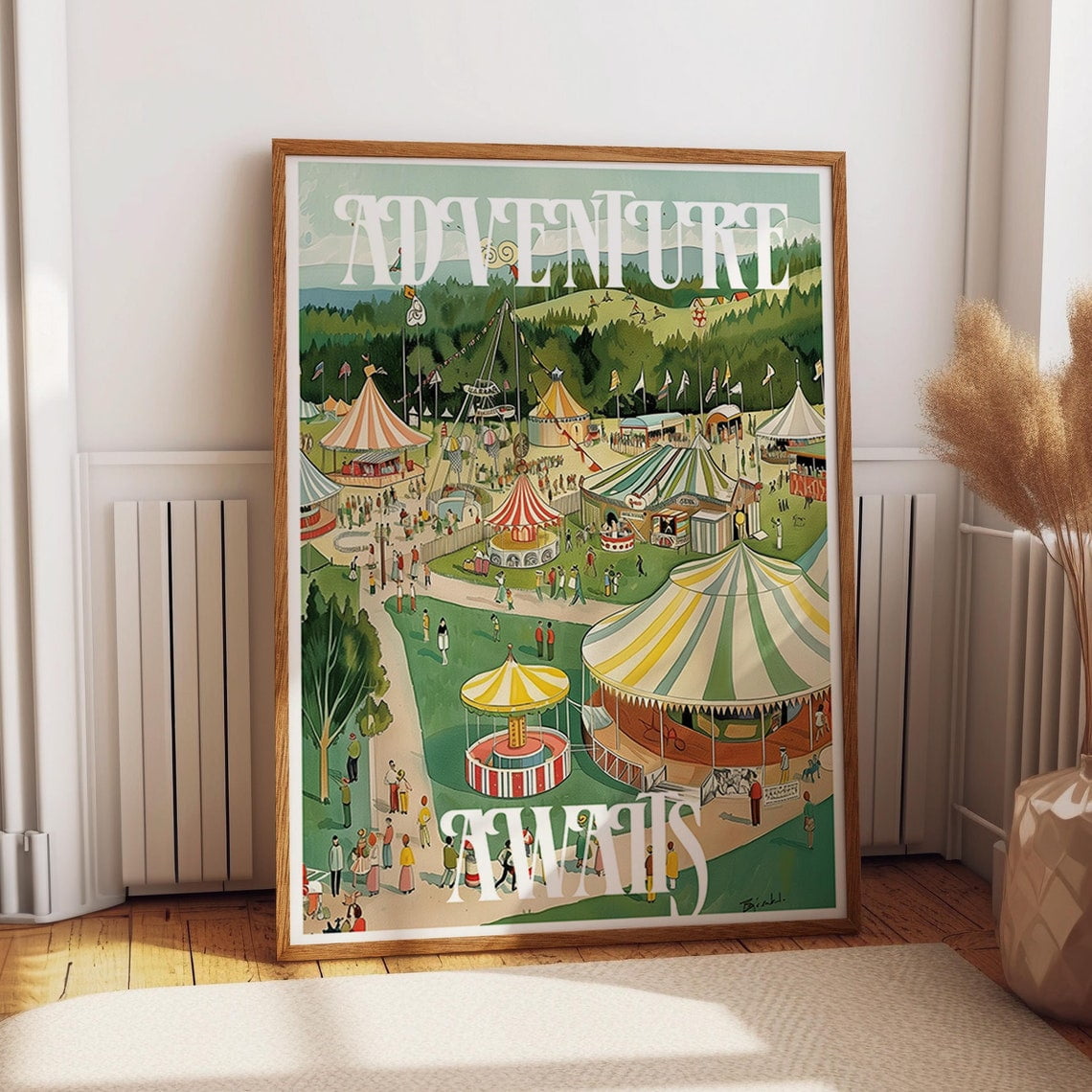 Carnival Print - Retro Funfair Family Fun Art Room Decor - Playful ...