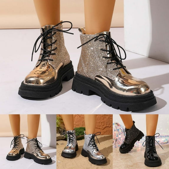 Carnival Shoes Women Ankle Boots Round Toe Sparkling Platform Thick ...