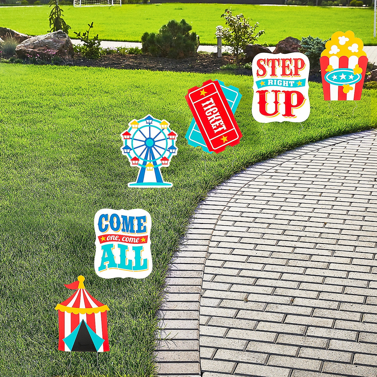 Charming Carnival Yard Signs with Colorful Designs - 6 Pieces - Walmart.com