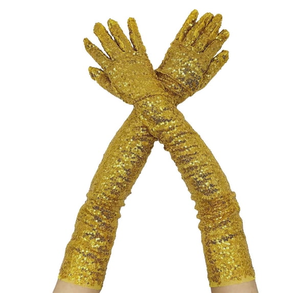 Carnival Sparkly Sequin Gloves, Long 60cm Reflective Glitter Gloves ...