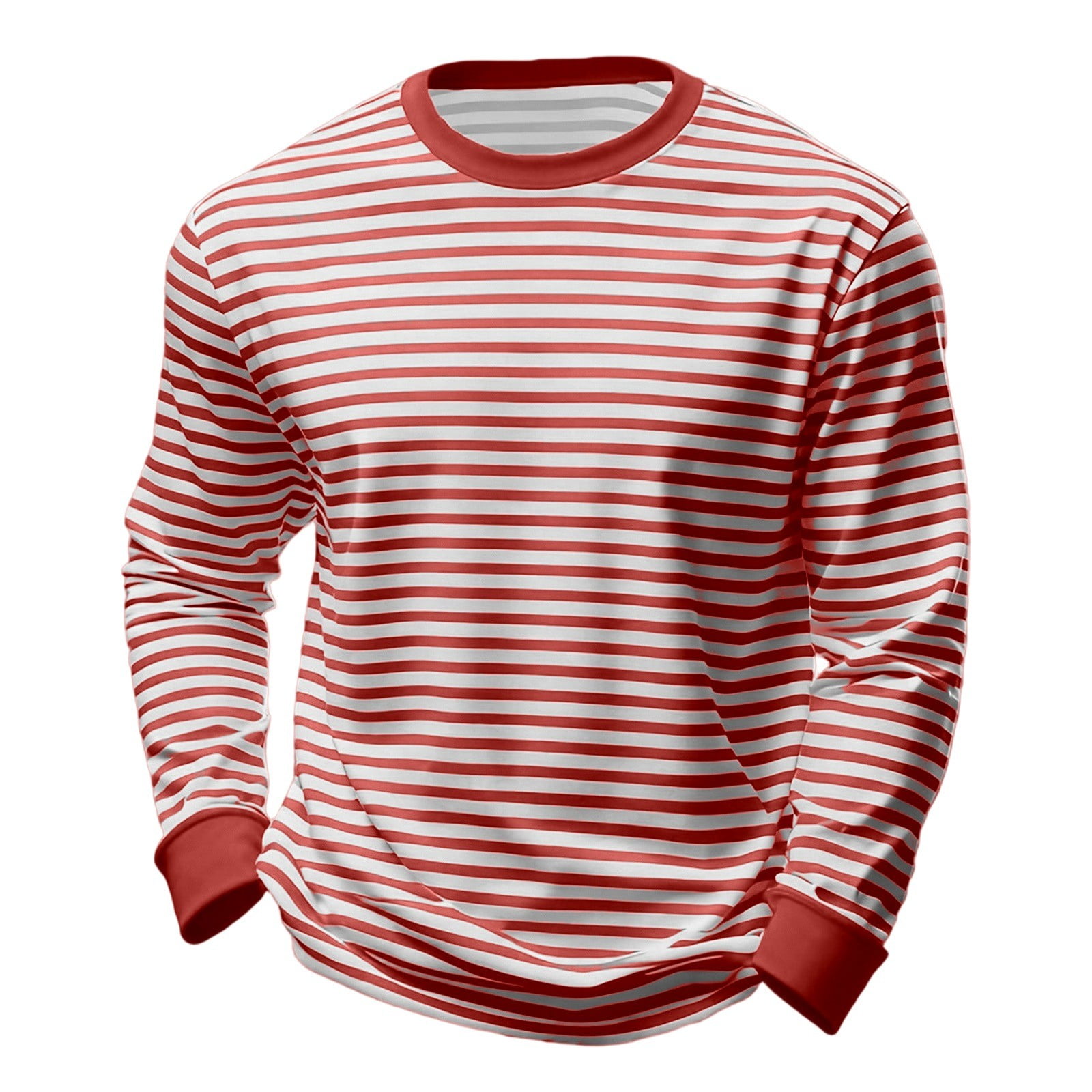 Carnival Striped Casual Print Long Sleeve T Shirt Comfortable Crew Neck ...