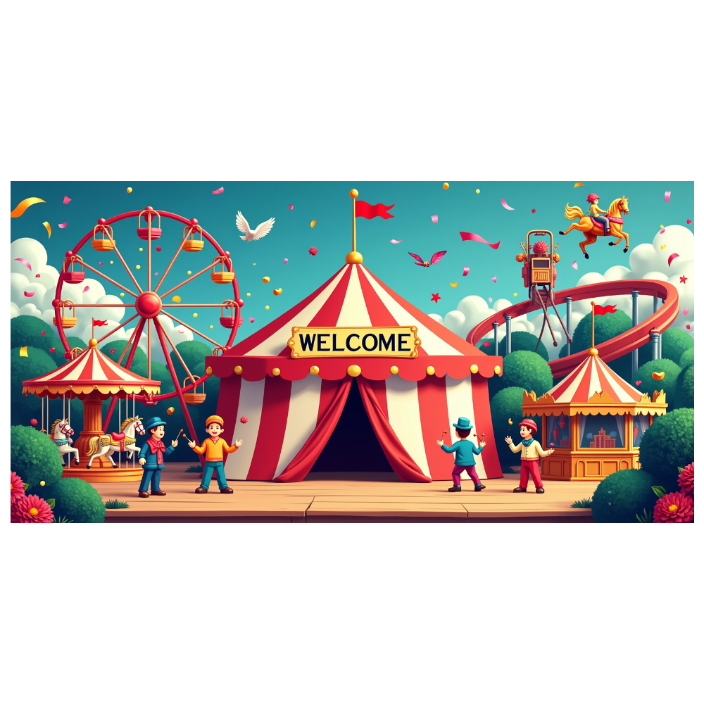Carnival Tent Welcome Banner Decoration Party Backdrop Playground ...