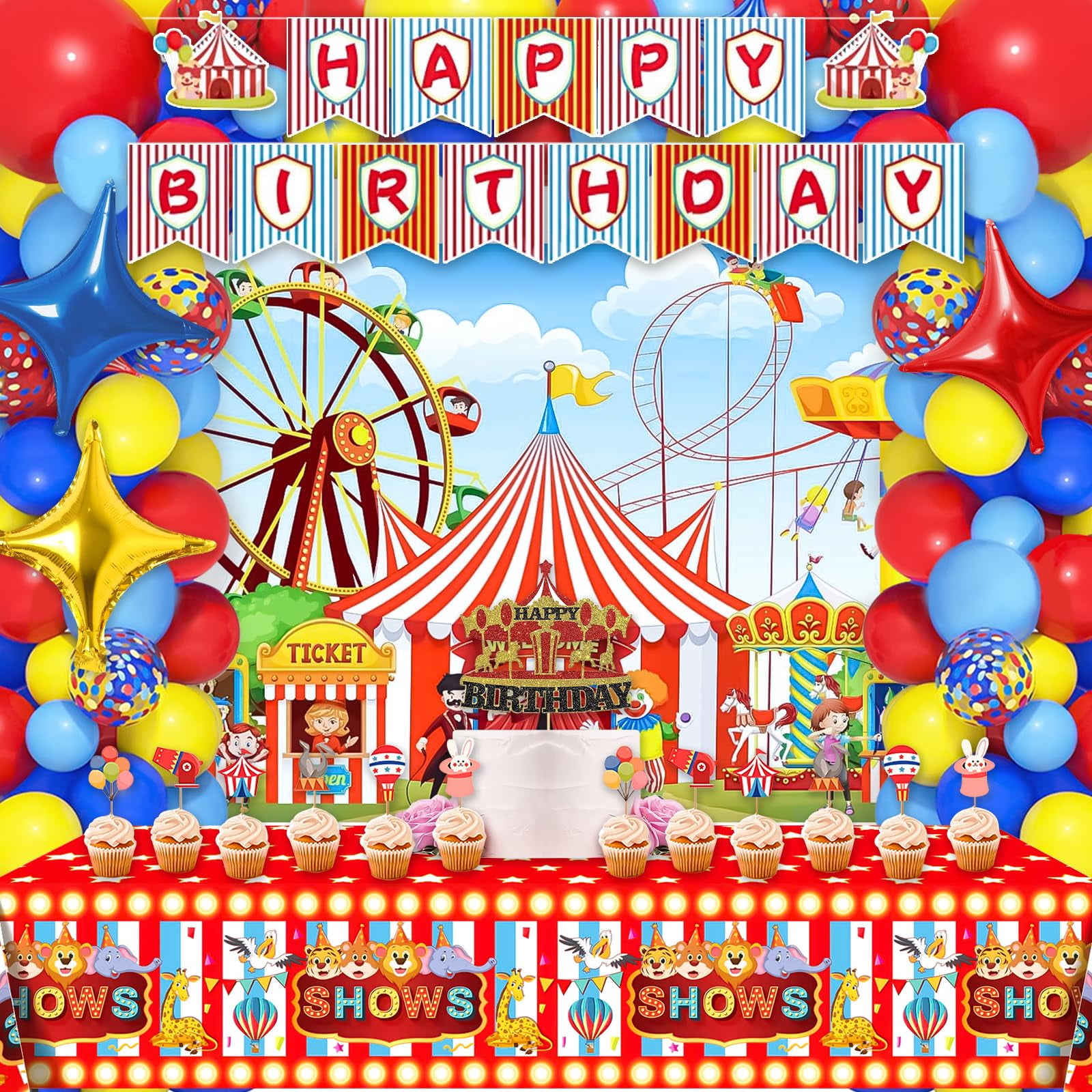 Circus Theme Party Supplies Carnival 1st Birthday Party Decorations Kit ...