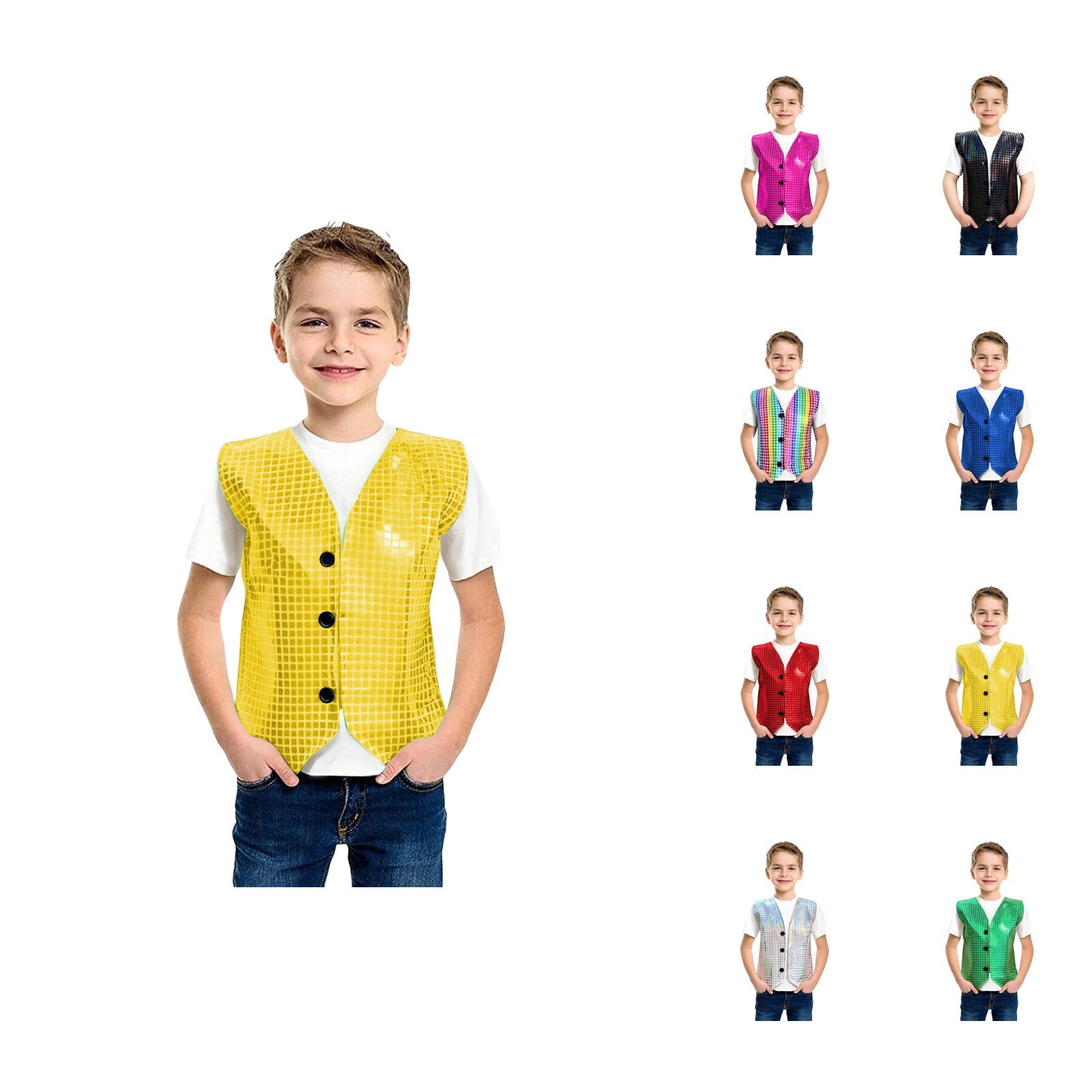Carnival Themed Boys Vest With Cut Square Patchwork Sequin Applique For ...