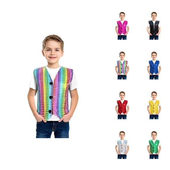 Carnival Themed Boys Vest With Cut Square Patchwork Sequin Applique For ...