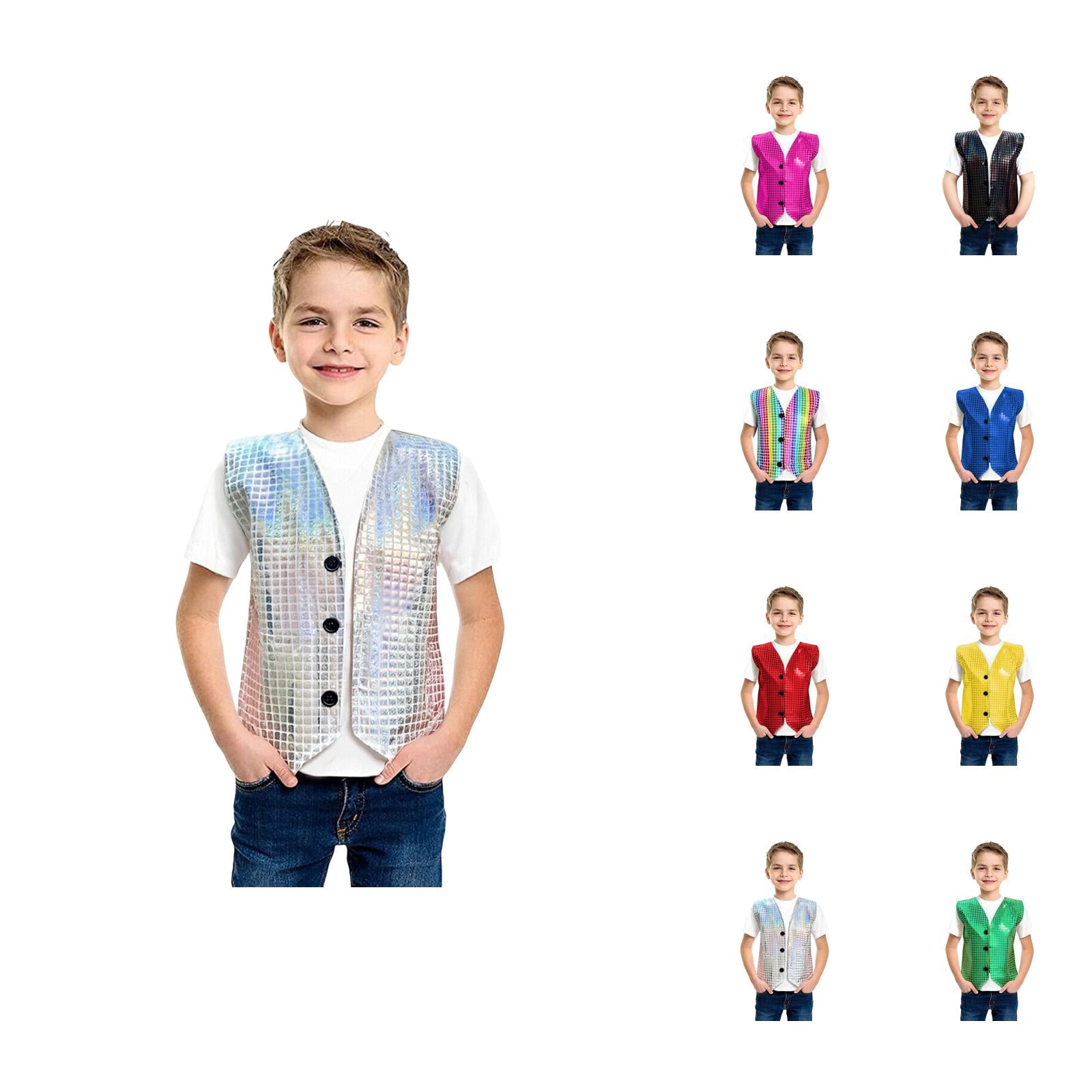 Carnival Themed Boys Vest With Cut Square Patchwork Sequin Applique For ...