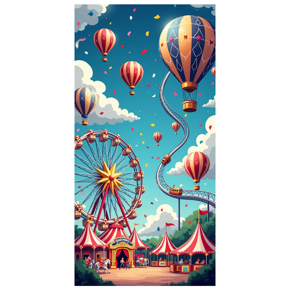Carnival Themed Ferris Wheel Hot Air Balloon Backdrop Banner ...