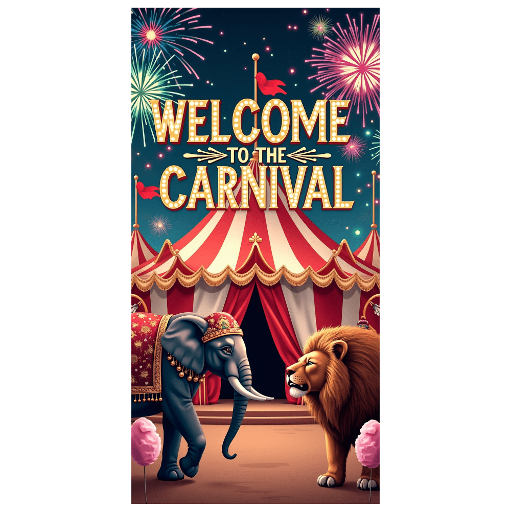 Carnival Welcome Banner Backdrop Colorful Circus Decoration for ...