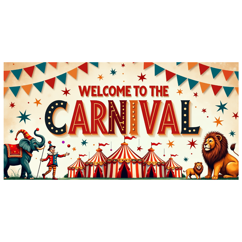 Carnival Welcome Banner Backdrop Colorful Circus Decoration for ...
