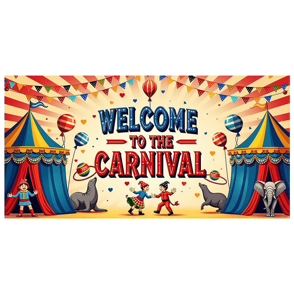 Carnival Welcome Banner Backdrop Colorful Circus Decoration for ...