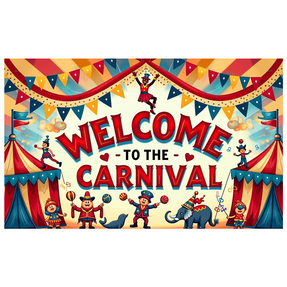 Carnival Welcome Banner Backdrop Colorful Circus Decoration for ...