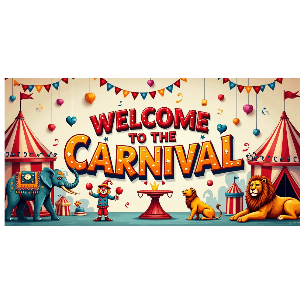 Carnival Welcome Banner Backdrop Colorful Circus Decoration for ...
