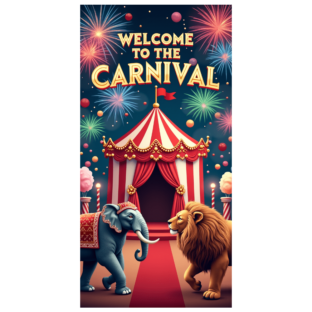 Carnival Welcome Banner Backdrop Colorful Circus Decoration for ...