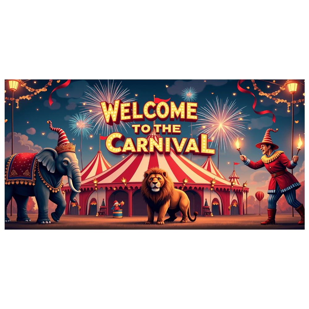 Carnival Welcome Banner Backdrop Colorful Circus Decoration for ...