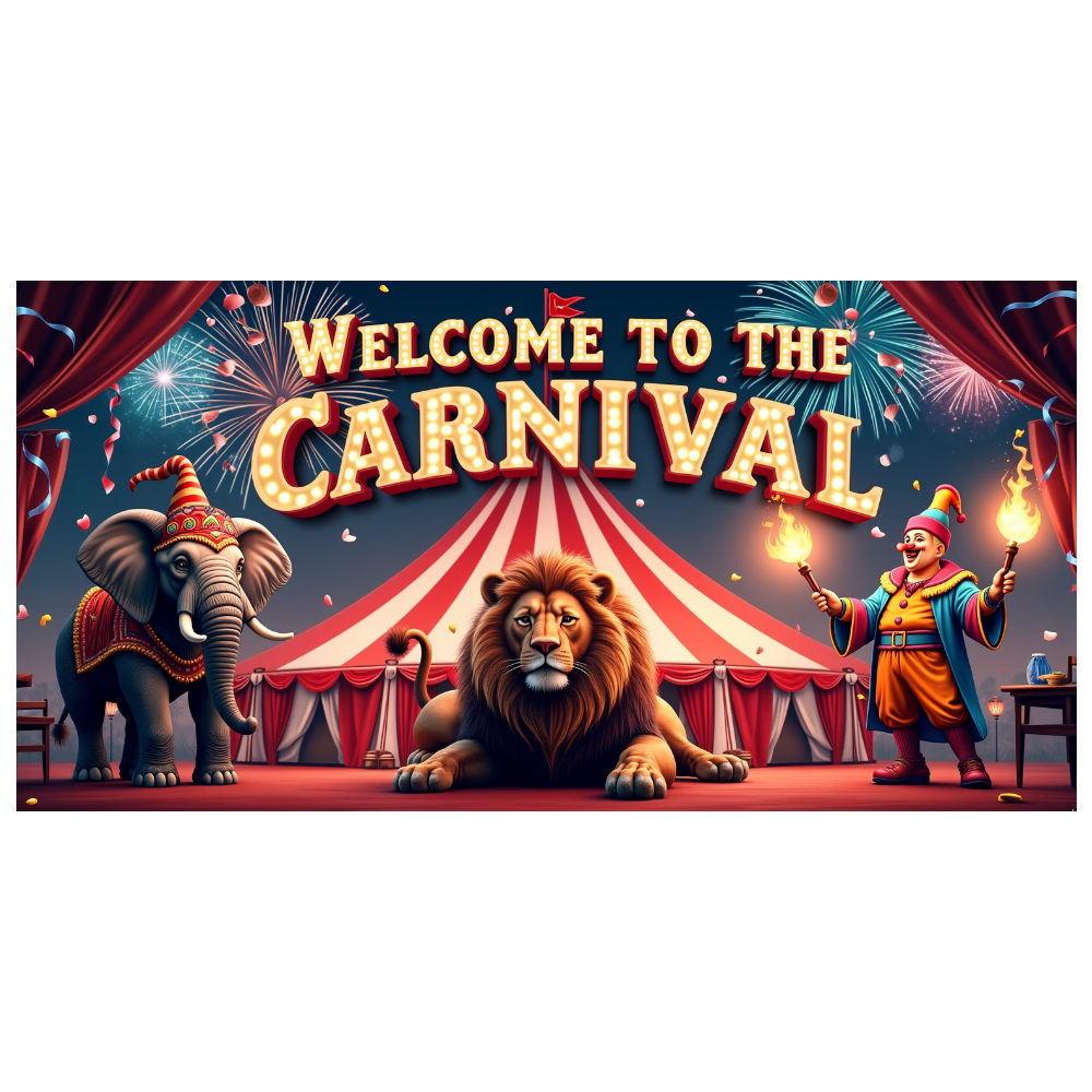 Carnival Welcome Banner Backdrop Colorful Circus Decoration for ...