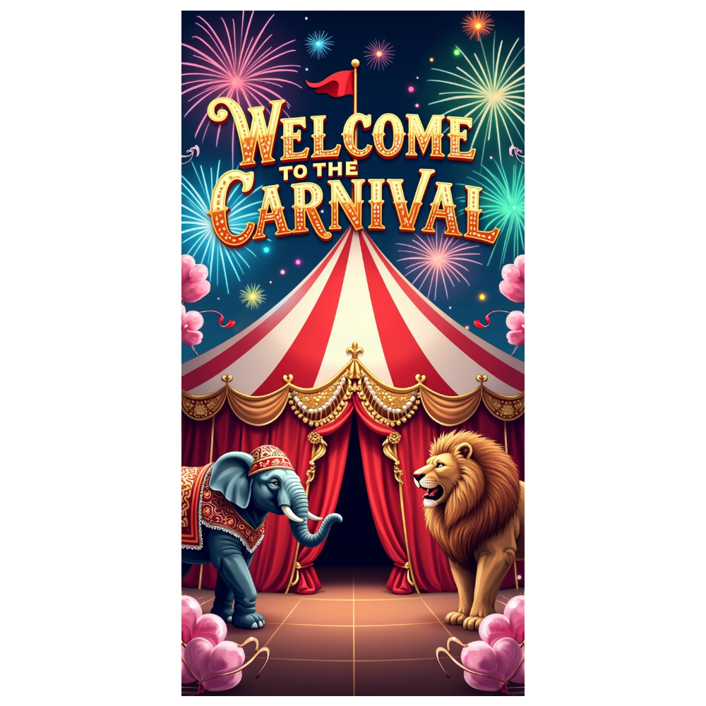 Carnival Welcome Banner Backdrop Colorful Circus Decoration for ...