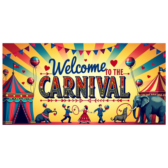 Carnival Welcome Banner Backdrop Colorful Circus Decoration for ...