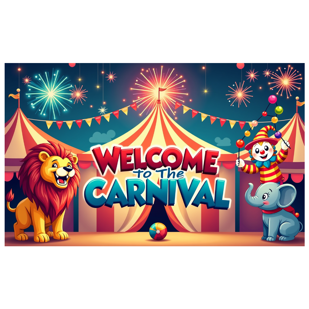 Carnival Welcome Banner Backdrop Colorful Circus Decoration for ...