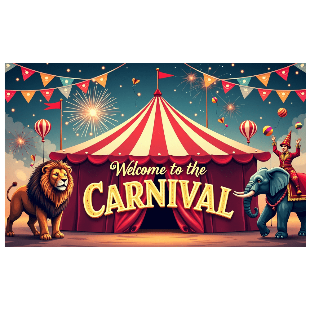 Carnival Welcome Banner Backdrop Colorful Circus Decoration for ...