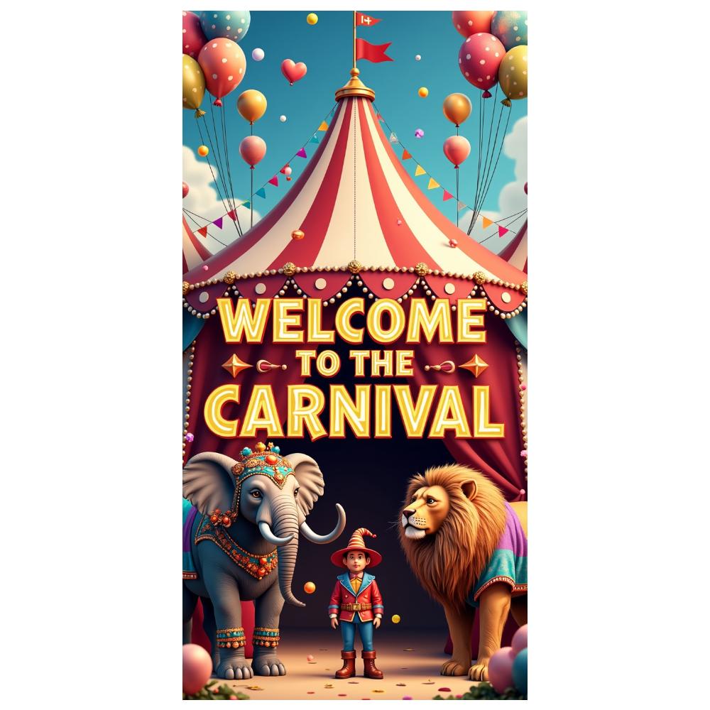 Carnival Welcome Banner Backdrop Colorful Circus Decoration for ...