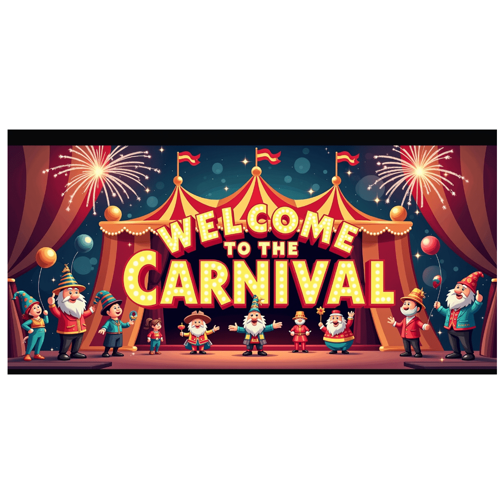 Carnival Welcome Banner Circus Clown Elephant Balloons Tent Backdrop ...