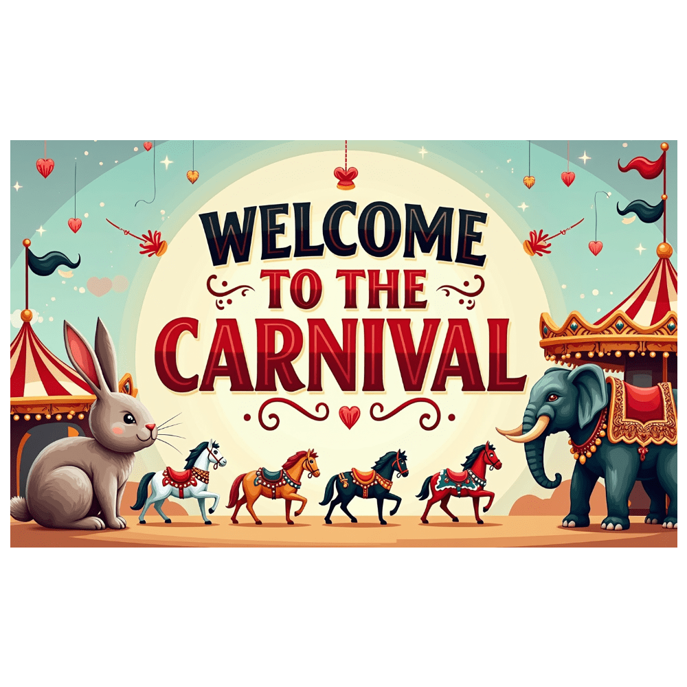Carnival Welcome Banner Circus Clown Elephant Balloons Tent Backdrop ...