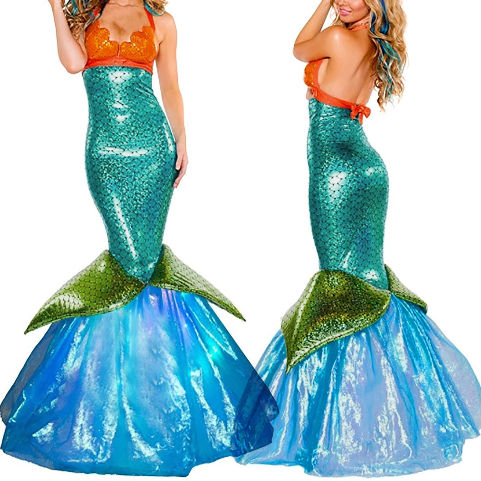 Carnival Women's Mermaid Long Dress Sequined Roleplay Performance ...