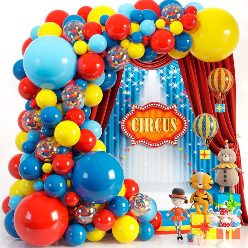 Carnival circus balloon chain set 18 inch 10 inch Red Yellow Blue Latex ...