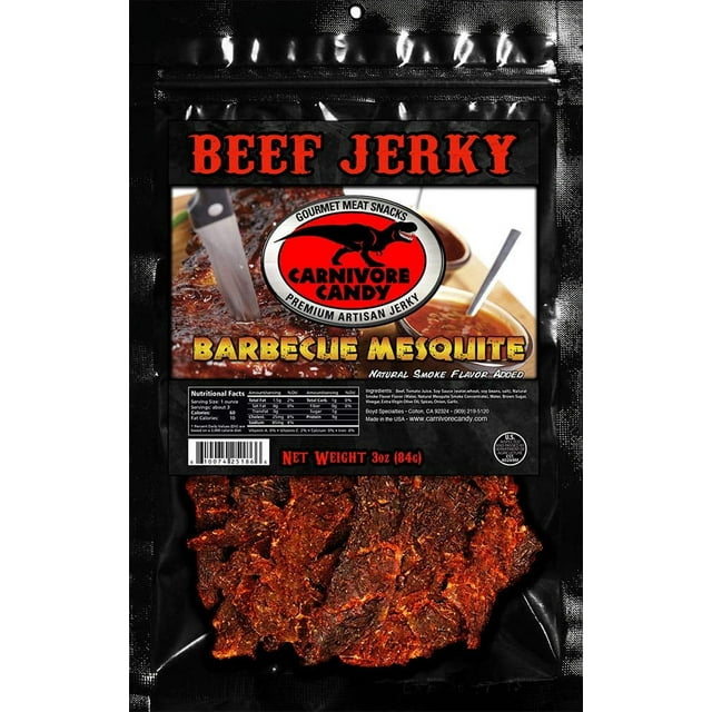 Carnivore Candy Beef Jerky DMF15 Three Pack (Three 3oz Bags) (Barbecue ...