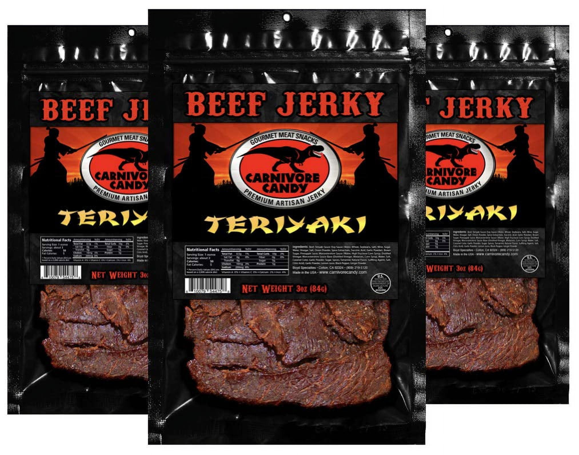 Carnivore Candy Teriyaki Beef SAF21 Jerky - Beef Jerky with amazing taste, no preservatives, MSG ...