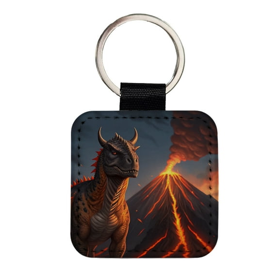 Carnotaurus Volcano Dinosaur Faux Leather Square Keychain - Walmart.com