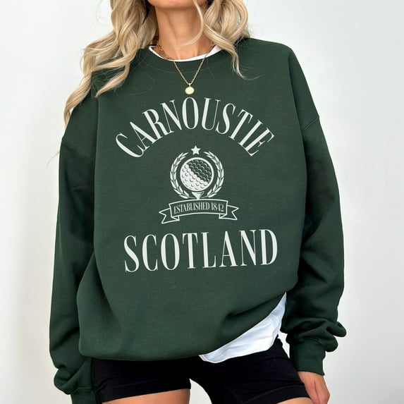 Carnoustie, Scotland Crewneck T-Shirt Style Golf Pullover Country Club ...