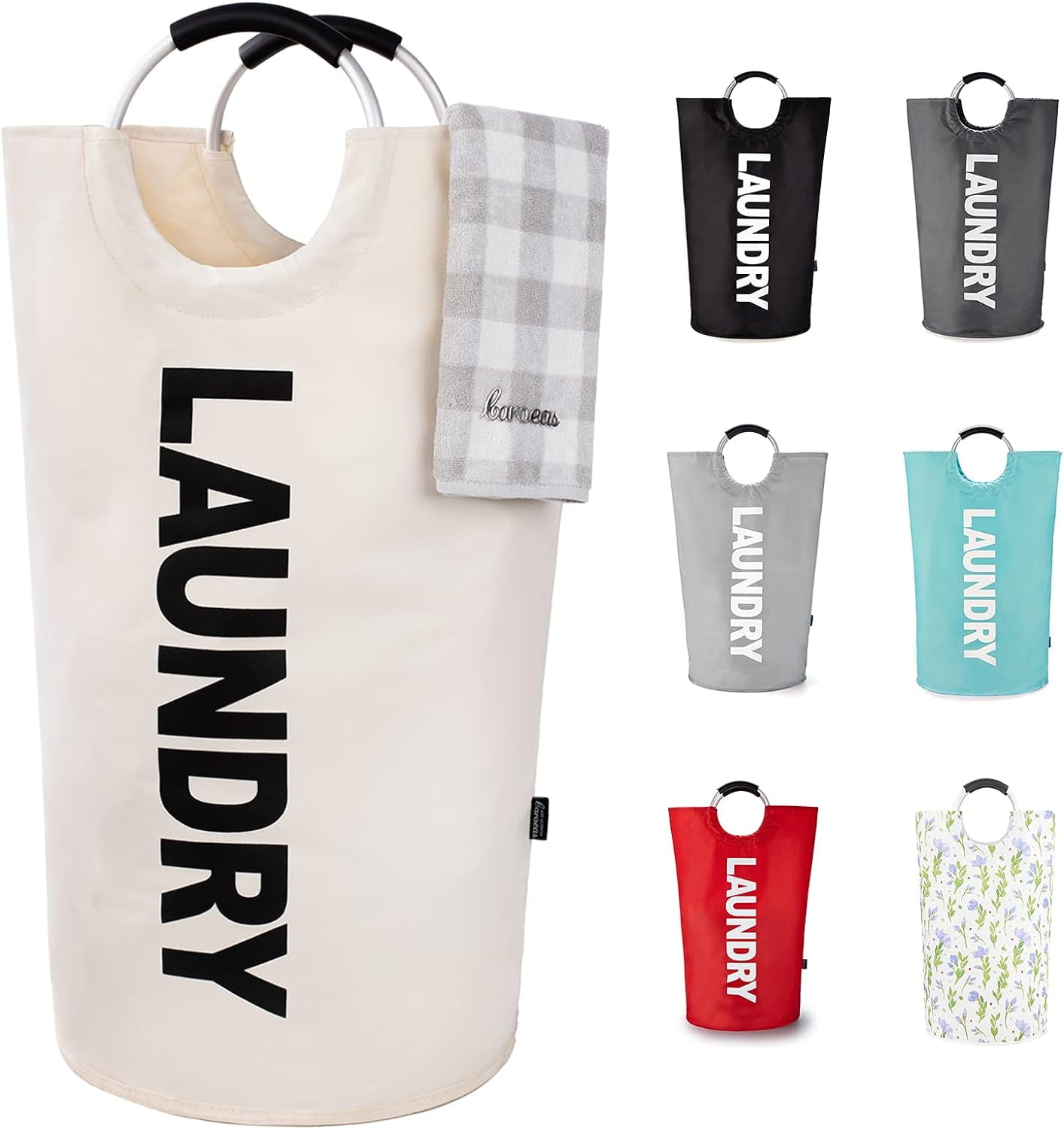 Caroeas 100L Laundry Basket, Large Free-Standing Collapsible Hamper ...