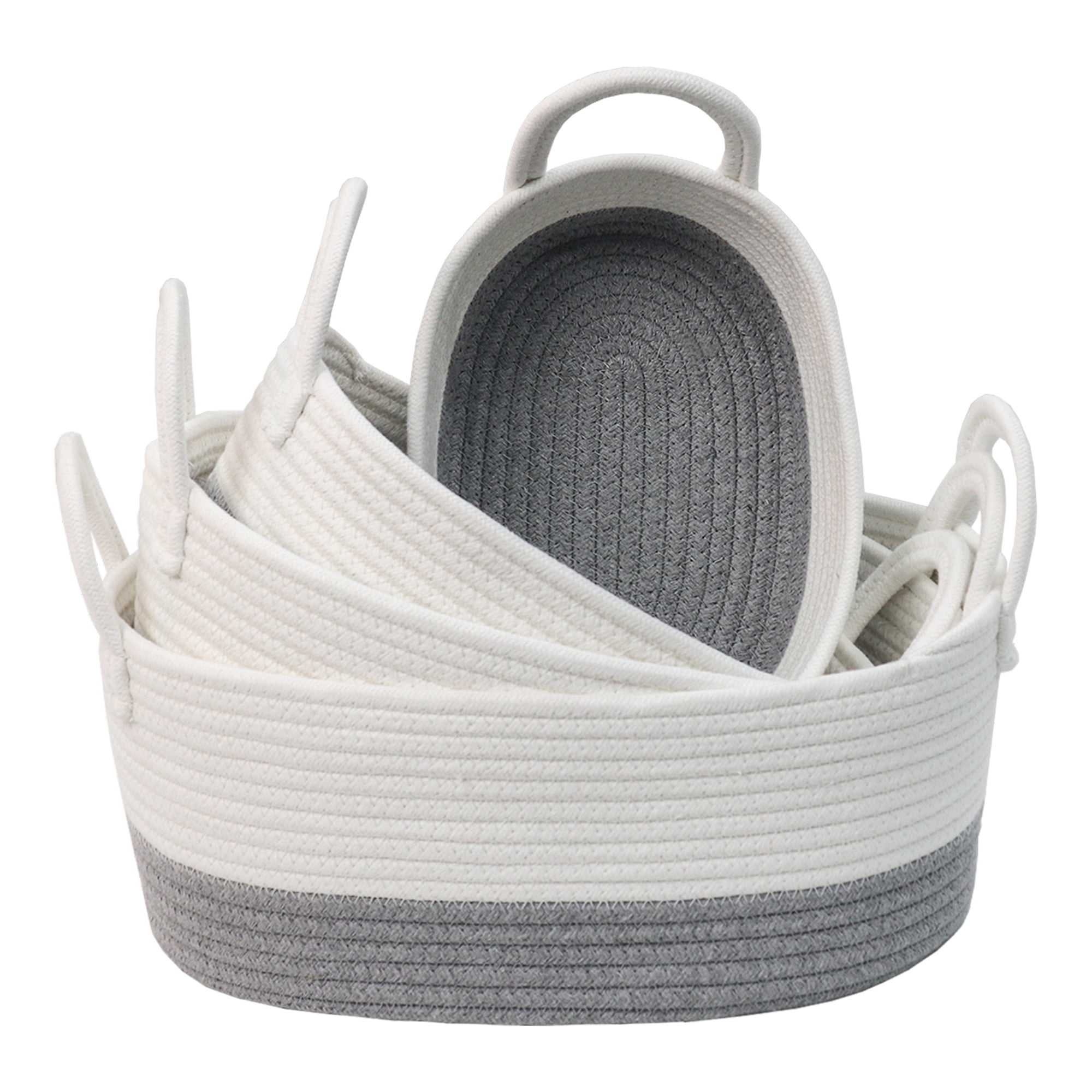 Caroeas Cotton Rope Baskets (4-Pack), Soft Open Room Organizer for ...
