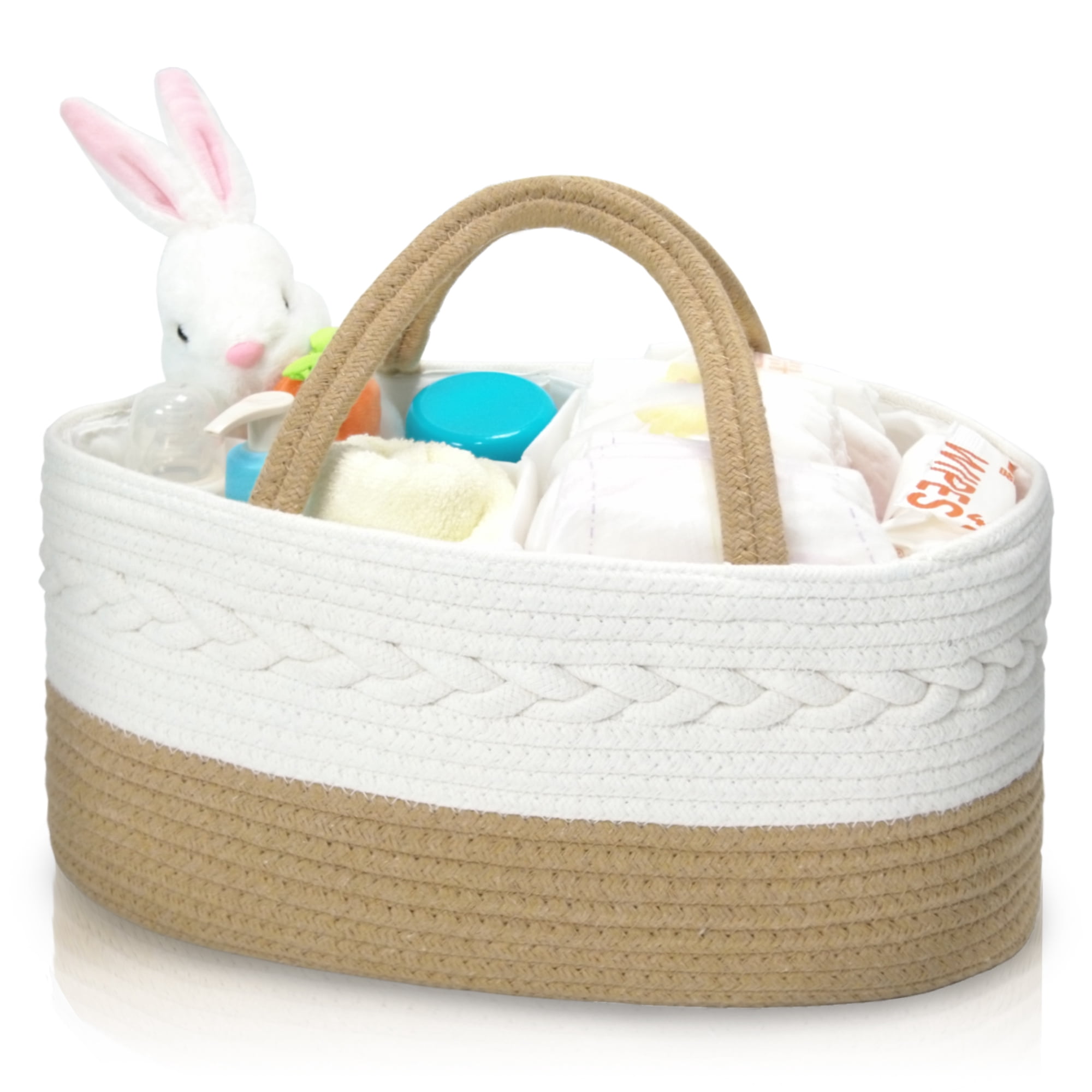 Caroeas Baby Diaper Caddy Organizer, XX-Large Cotton Rope Diaper Basket ...