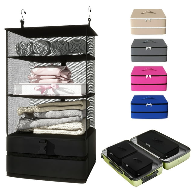 Caroeas X-Large Portable Hanging Travel Shelves, Packing Cube Organizer ...