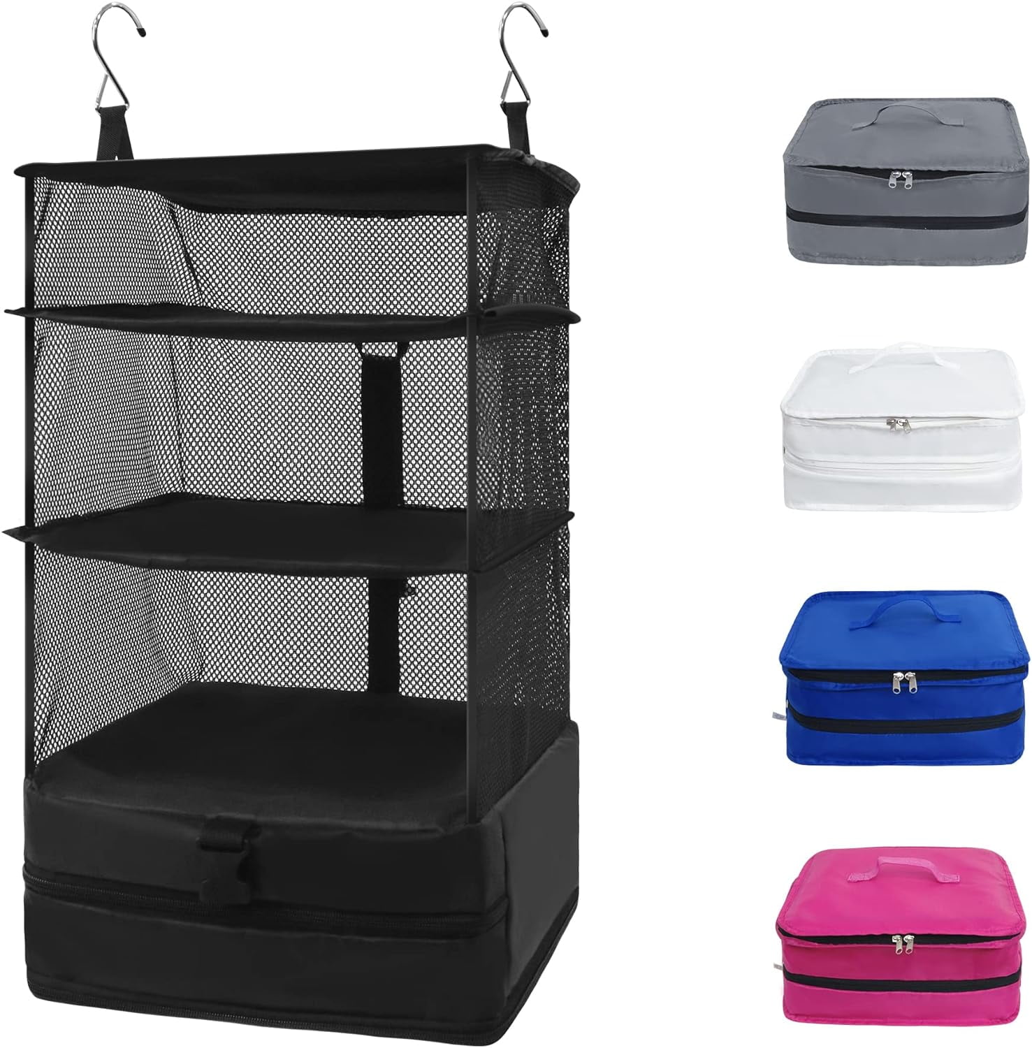 Caroeas X-Large Portable Hanging Travel Shelves, Packing Cube Organizer ...