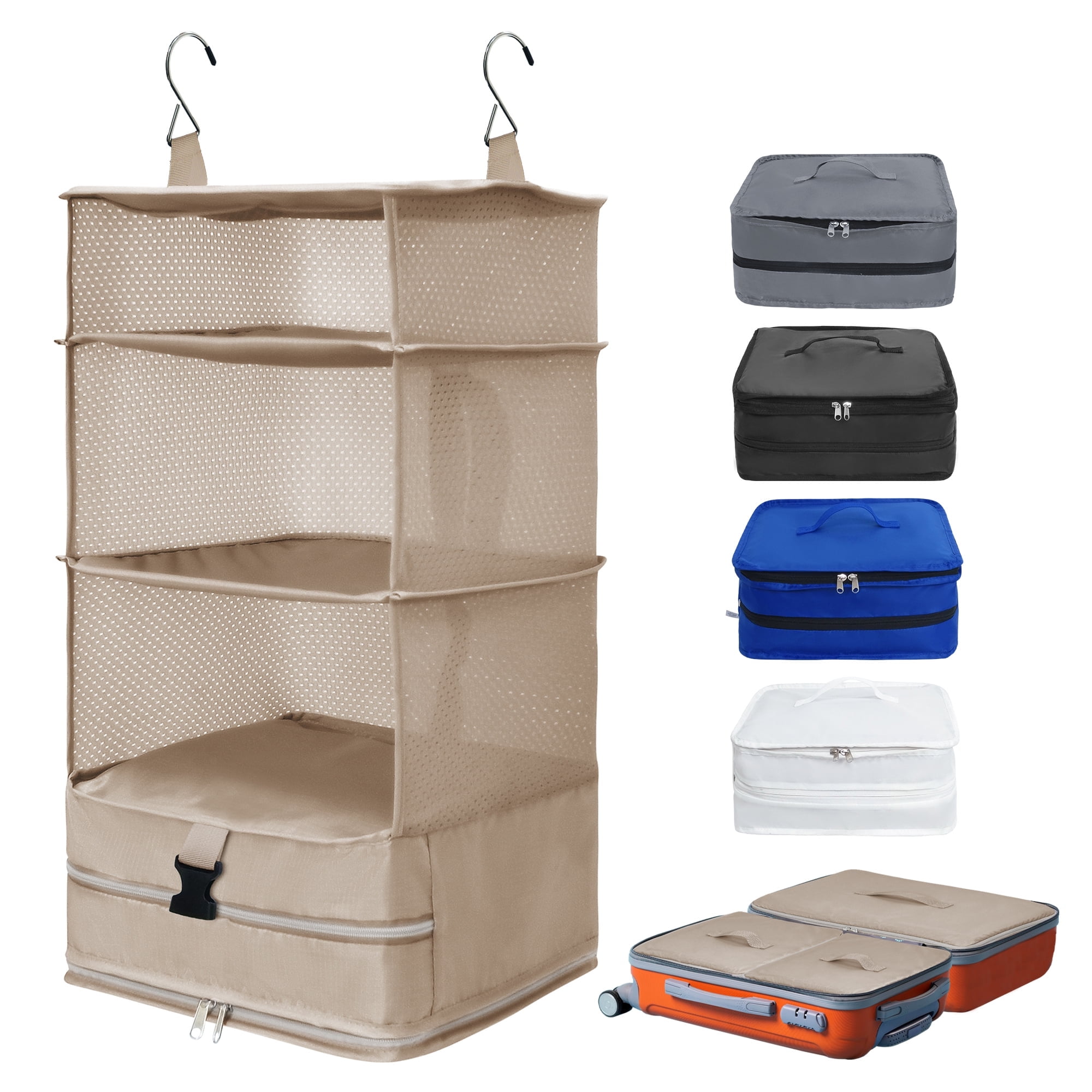 Caroeas X-Large Hanging Travel Shelves, Packing Cube Organizer with ...