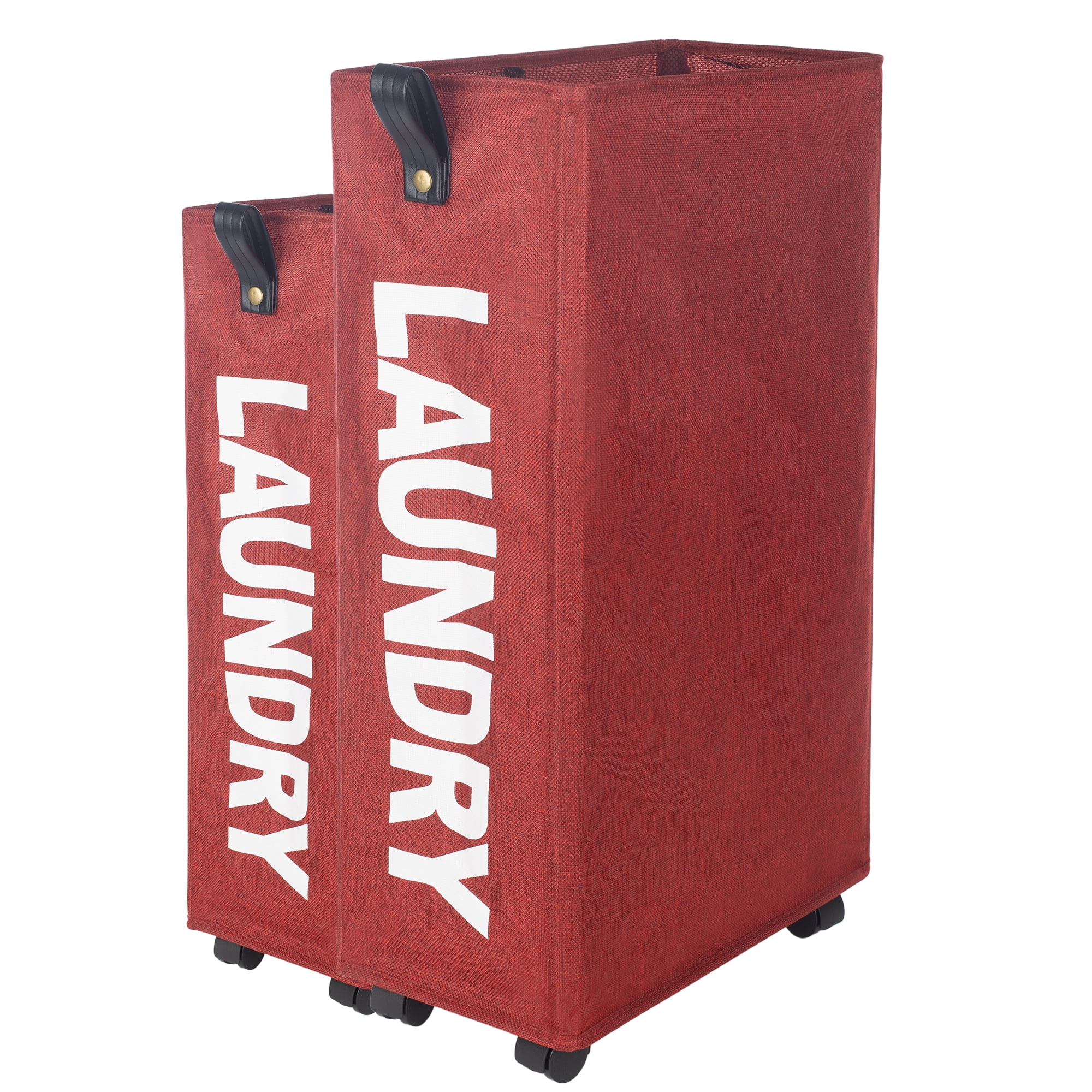 "Caroeas 27"" X-Large Slim Laundry Basket on Wheels, Collapsible ...