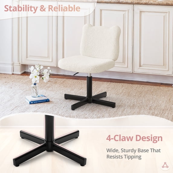 Carolayne Adjustable Vanity Stool, 360° Swivel Upholstered Stool for ...